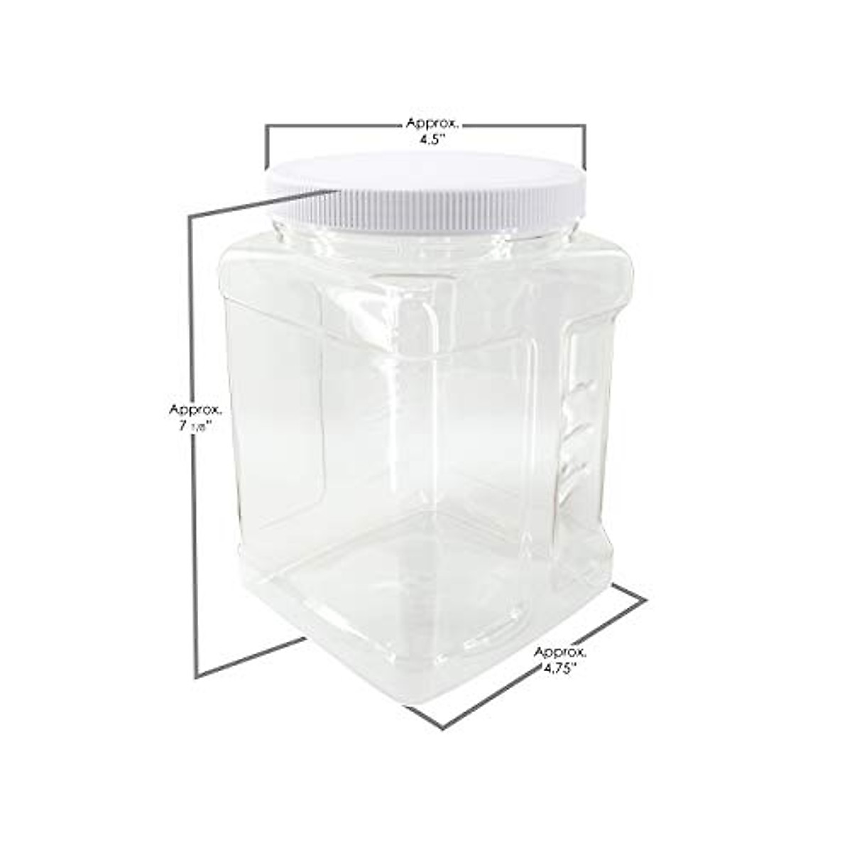 8 Pack of 64 oz PET Containers, Clear Plastic Kitchen Food Storage with Grip