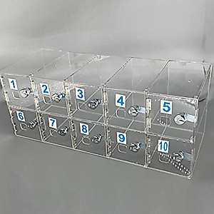 TZUTOGETHER Cell Phone Lock Box, Wall-Mounted Acrylic Cell Phones Storage Cabinet Storage Locker Box with Door Locks and Keys for Classroom Office Employees