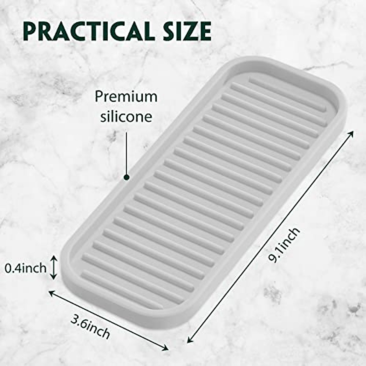 KITEXPERT Silicone Sponge Holder for Kitchen Sink - Soap Tray for Kitchen Counter & Bathroom - Kitchen Versatile Organizer Tray for Sink, Makeup and More (Grey)