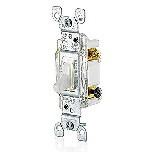 Leviton L1463-2W 15 Amp, 120 Volt, Toggle LED Illuminated 3-Way Switch, Residential Grade, Grounding, White