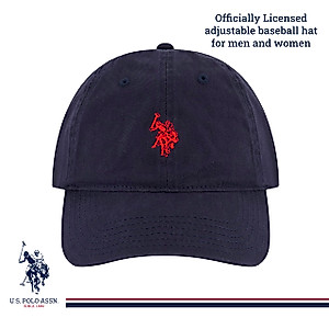 U.S. Polo Assn. mens U.s. Polo Assn. Washed Twill Cotton Adjustable Hat With Pony Logo and Curved Brim Baseball Cap, Navy Blue, One Size US