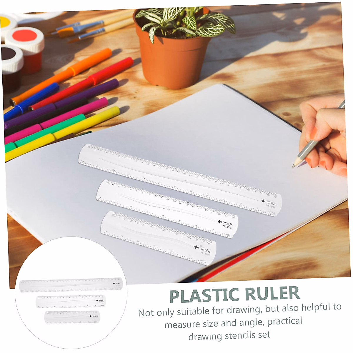 SEWACC 3Pcs Color Changing Flexible Rulers 15cm + 30cm + 20cm Measurement Tools for Students Random Colors Soft and Bendable Rulers for School and Office Use