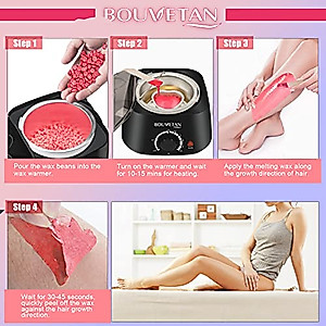 Waxing Kit for Women Men, Bouvetan Dual LED Wax Machine for Hair Removal with 14oz Hard Wax Beads, Waxing Pot for Face Eyebrow Armpit Chest Legs Brazilian, At Home Hard Wax Warmer Kit for Hair Removal with 20 Wax Sticks