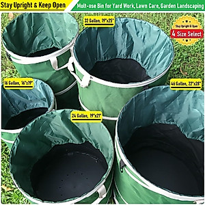 16 Gallon & 24 Gallon Collapsible Trash Can with Solid Bottom Yard Garden Bag for Pop-Up Trash Can,Recycling Bin,RV Camping Waste Bin,Home Laundry Hamper,Yard Waste Bag,Debris Bag,Lawn Grass,Leaf Bags