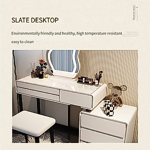 ZGNBSD Makeup Vanity - Vanity Desk with 9 Drawers, Modern & Simple Vanity Set, Including Led Smart Makeup Mirror and Acrylic Transparent Chair, Perfect for Her - Morning and Night (6 Drawers)