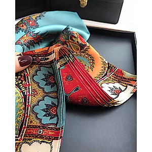 PoeticEHome 100% Pure Mulberry Silk Square Scarf 27"x27" Women Neckerchief Headscarf Gift Packed