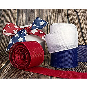 ATRBB White Burlap Wired Ribbon, Solid Color Wired Edge Ribbon, 2.5" x 10 Yd