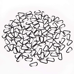100pcs D Shape Aluminum Carabiner Spring Clip Hook Keychain Small Carabeaner Buckle Pack Caribeaner Hook for Camping Hiking Backpack, Black