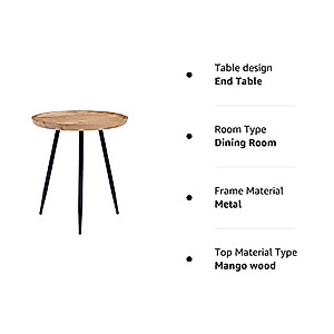 MH London Side Table - Dilan Tri Pin Small Table. Exclusively Designed Hand-Crafted Small Nightstand. Solid Wood Round End Table. Contemporary Accent Table for Bedrooms, Living Rooms and Home Office
