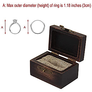 DSHOM Rustic Wooden Engagement Ring Box, Solid Wood Ring Box for Proposal Wedding Ring Storage