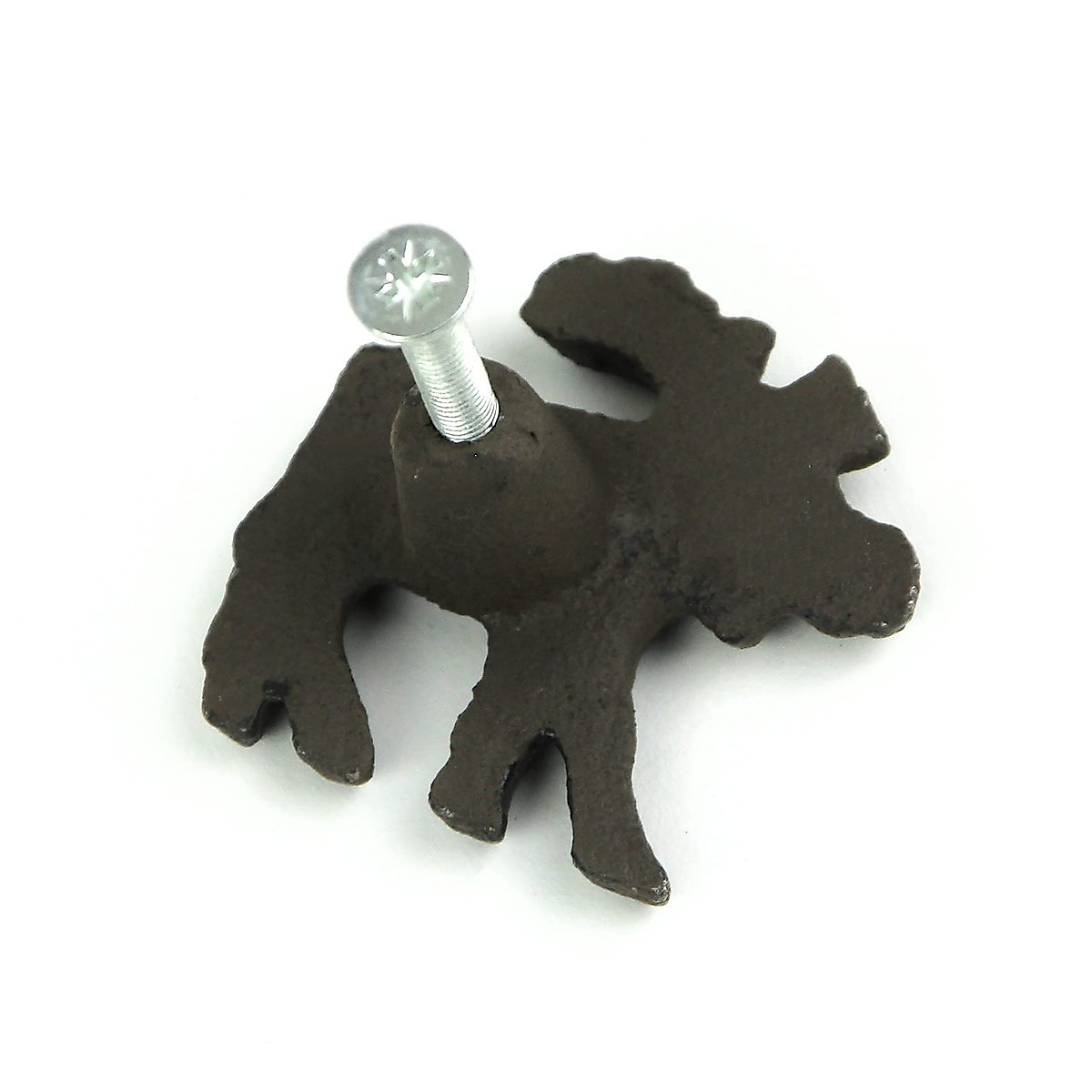 Zeckos Rustic Brown 12 Piece Cast Iron Moose Drawer Pull Cabinet Knob Set