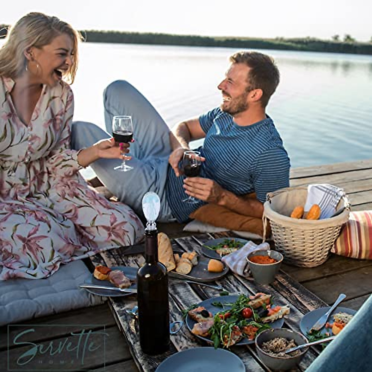 Glass Jelly Fish Wine Stopper - Light Blue