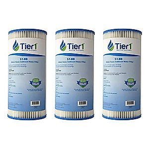 Tier1 20 Micron 10 Inch x 4.5 Inch | 3-Pack Resin Impregnated Pleated Cellulose Whole House Sediment Water Filter Replacement Cartridge | Compatible with Pentek S1-BB, W20CLHD, Home Water Filter