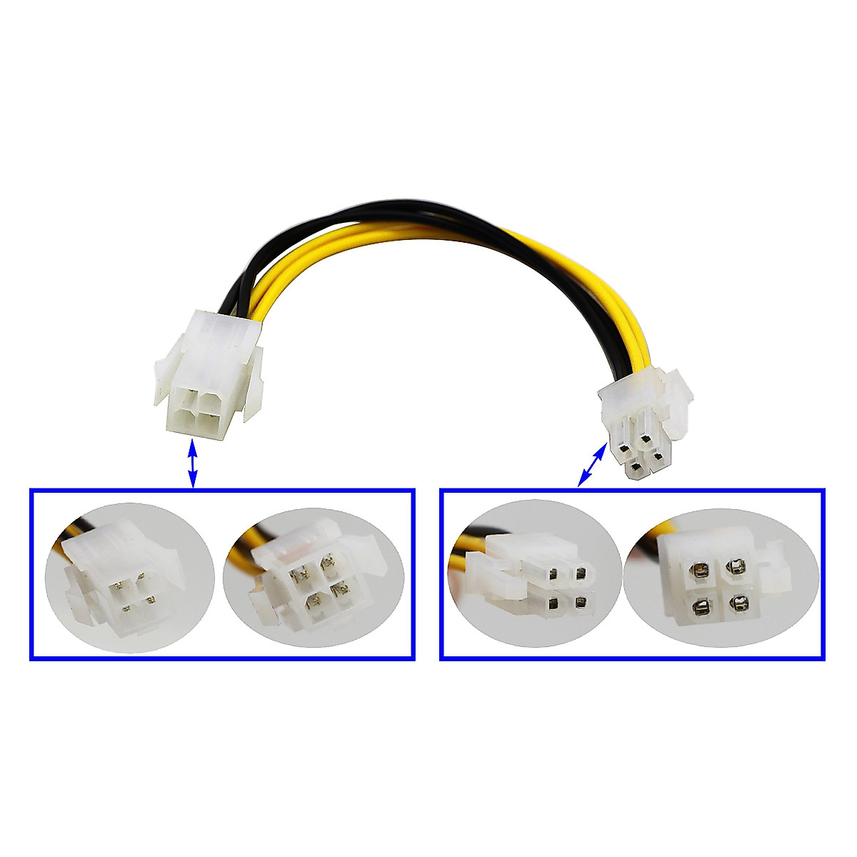 zdyCGTime(2-Pack) 4-Pin Molex M/F SATA Cable ATX 12V Power Supply 4-Pin CPU Male to Female CPU Motherboard Power SATA Extension Cable(20CM/8 Inch)