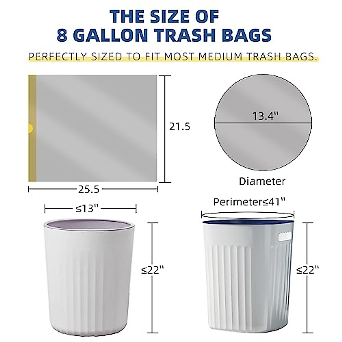 Trash Bags, Drawstring, 45 Count 8 Gallon Trash Bags/Garbage Bags, Wastebasket Liners for Bathroom Bedroom Office Trash Can