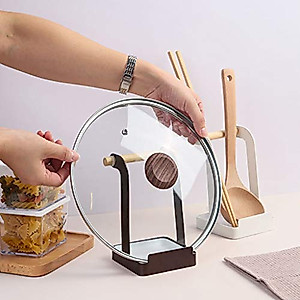 JKPOWER Spoon Pot Lid Shelf Plate Pan Stand Rest Holder Storage Rack Kitchen Utensil Pot Lid Holder White