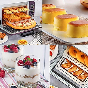 15L Mini Oven,Household Baking Automatic Oven,Adjustable Temperature Control 100-230 ℃ 60 Minutes Timer 1200W with Baking Tray (Red) (Purple)