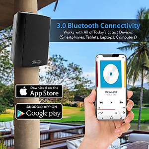 Pyle Pair of Wall Mount Waterproof & Bluetooth 6.5'' Indoor/Outdoor Speaker System, with Loud Volume and Bass. (Pair, Black. PDWR62BTBK)