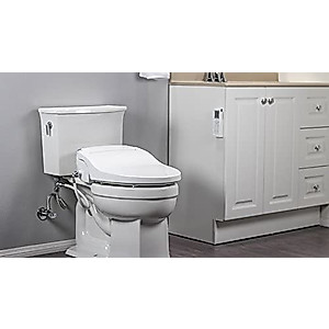 ALPHA BIDET JX Elongated Bidet Toilet Seat, White, Endless Warm Water, Rear and Front Wash, LED Light, Quiet Operation, Wireless Remote, Low Profile Sittable Lid, 3 Year Warranty (Elongated)