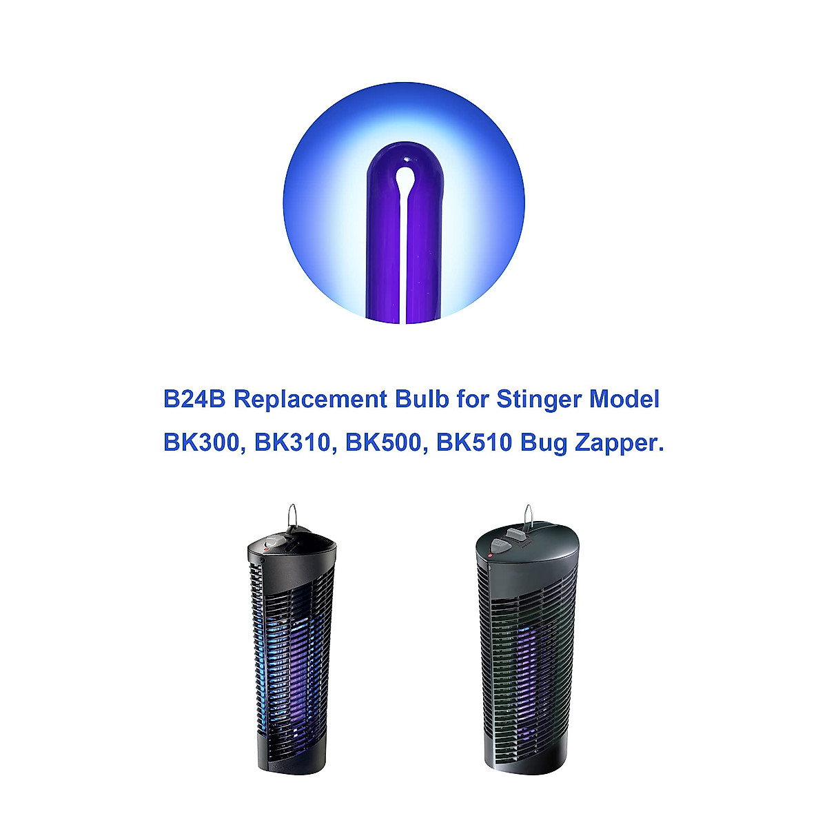 Dichroma 24W B24B Black Light Replacement Bulb Compatible with Stinger Model BK300 BK310 BK500 BK510 BK600, 10.2 Inch Bug Zapper Light Bulb with 4-Pin Base, 2 Pack