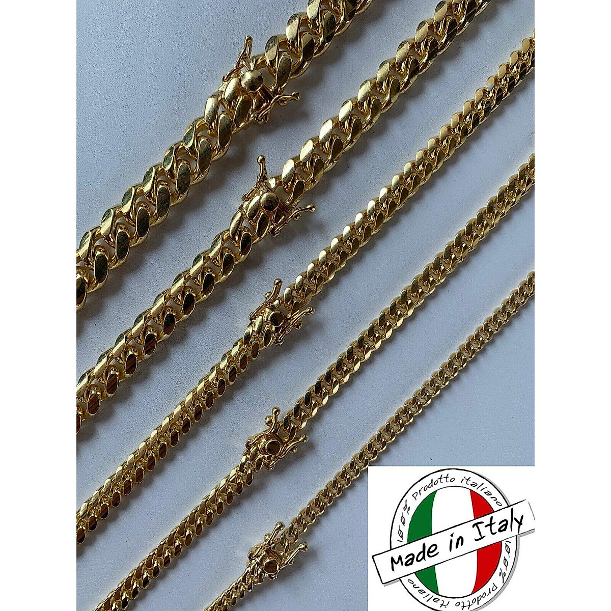HarlemBling Miami Cuban Link Chain Or Bracelet - 14k Gold Plated Real Solid 925 Silver Necklace - Box Lock Cuban Link 4-10.5mm - Italy (26, 5mm Wide)