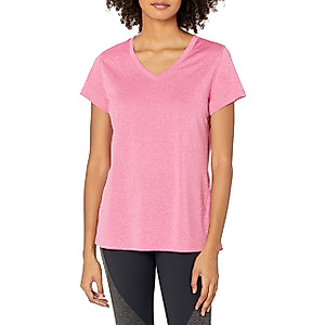 Hanes womens Sport Heathered Performance V-neck Tee Shirt, Amaranth Heather, Large US