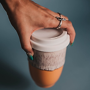 Nova Ceramics Tumbler Lid and Cup Sleeve Combo – Mug Cover Replacement, Silicone Lids for Cups Lid and Coffee Koozie, Reusable Silicone Coffee Sleeves for Mugs, White