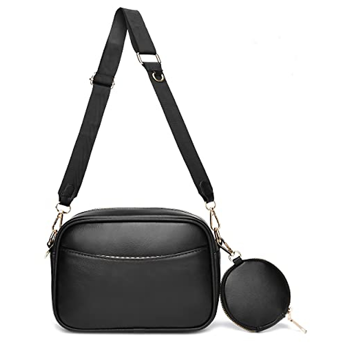 Women Little Crossbody Bag with Small Coin Purse, Wide Strap, Card Holder, Cute Tassel, Pockets