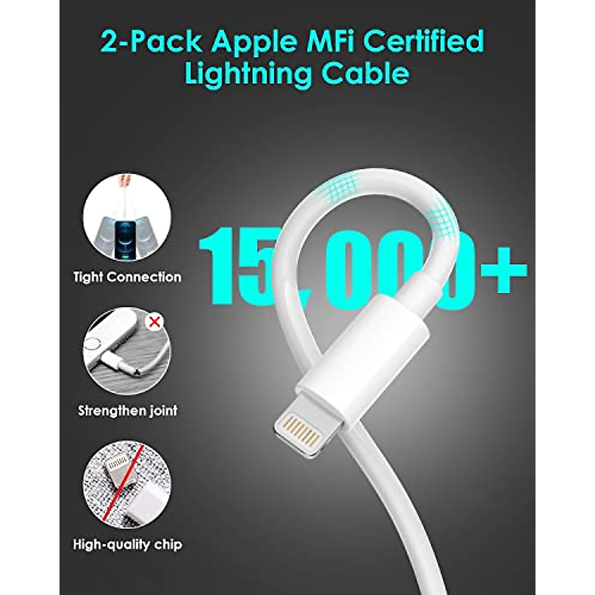iPhone 13 Fast Car Charger Kit,Dual 38W【Apple MFi Certified】 USB C Fast Charging Car iPhone Wall Charger Adapter Block with 2Pack QC&PD3.0 Lightning Cable for iPhone 14 Pro Max/13/12/11/Xs/XR/8/iPad