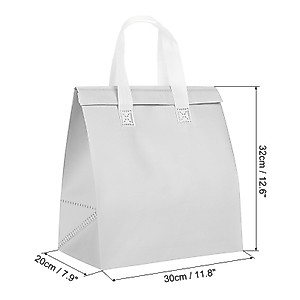 PATIKIL Insulated Take Away Bags, 25 Pcs Insulation Cooler Bag Grocery Thermal Bags 11.8 x 7.9 x 12.6 Inch for Hot Cold Frozen Food Delivery, White