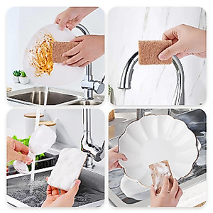 Viverhoy Natural Kitchen Sponge 12 Packs - Biodegradable Sponge - Eco-Friendly Sponge for Sustainable Living - Compostable Wood Cellulose and Coconut Washing Sponge.