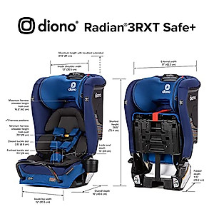 Diono Radian 3RXT SafePlus, 4-in-1 Convertible Car Seat, Rear and Forward Facing, SafePlus Engineering, 3 Stage -Infant Protection, 10 Years 1 Car Seat, Slim Fit 3 Across, Blue Sky