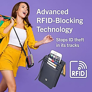 Nautica Catalina RFID Women’s Crossbody Bag, Vegan Leather Compact Cell Phone Shoulder Travel Purse Holder, Indigo