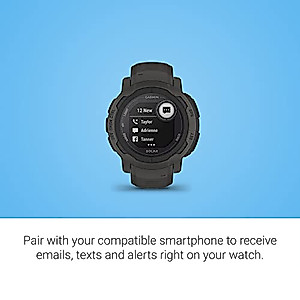 Garmin Instinct 2 Solar, GPS Outdoor Watch, Solar Charging Capabilities, Multi-GNSS Support, Tracbak Routing, Graphite