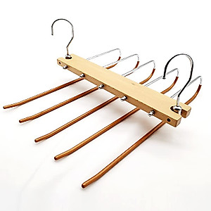 Raybolt Beech Wooden Pants Hangers Space Saver - Trouser Hanger, Space-Saving 5-in-1 Trouser Hanger, Stainless Steel Extendible, Multi Hanger, Magic Hanger, Wardrobe Clothes Hanger Holder