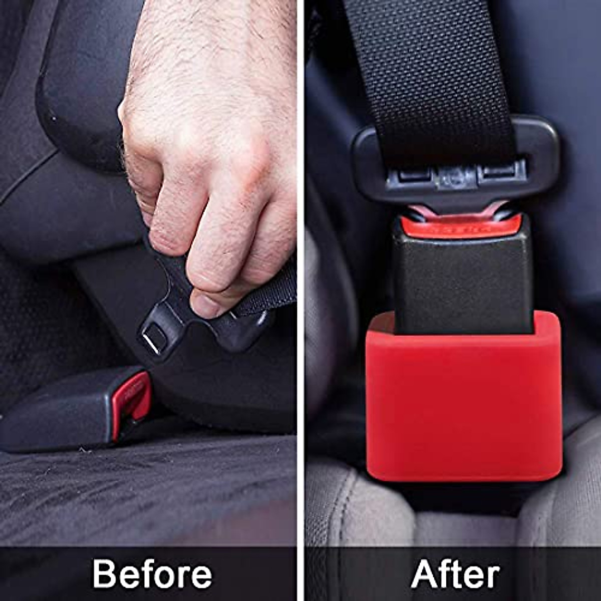 Leismy 2-Pack Car Seat Belt Buckle Holder, Car Seatbelt Buckle Guard (BPA Free), Durable Silicone Material, Seat Belt Holder Upright Your Seat Belt Receiver for Easy Access (Red)