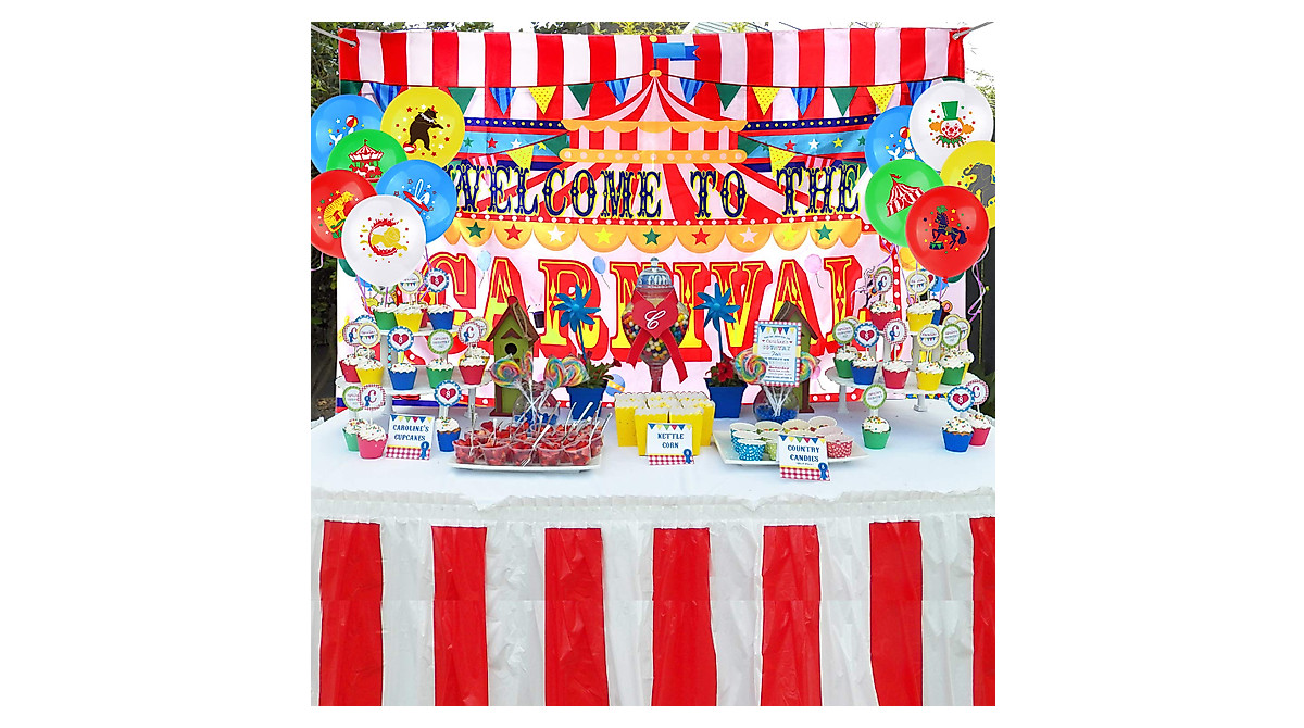 Circus Carnival Backdrop & Props Set for Parties