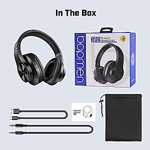 bopmen S80 Bluetooth Over Ear Headphones - Wireless and Wired Headphones with Deep Bass Headset, Comfortable Ear Cups, Built-in Microphone for Phone iPad PC Laptop Notebook Music