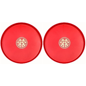 Cabilock 2 pieces Chinese Wedding Serving chinese new year snack tray chinese new year platter chinese new year candy tray Tray Platter: Red
