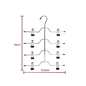 2 Quality Pant Skirt Trouser 4-Tier Pants Metal Hangers Heavy Duty Metal and Clips, Great for Slacks, Trousers, Jeans, Towels (2)