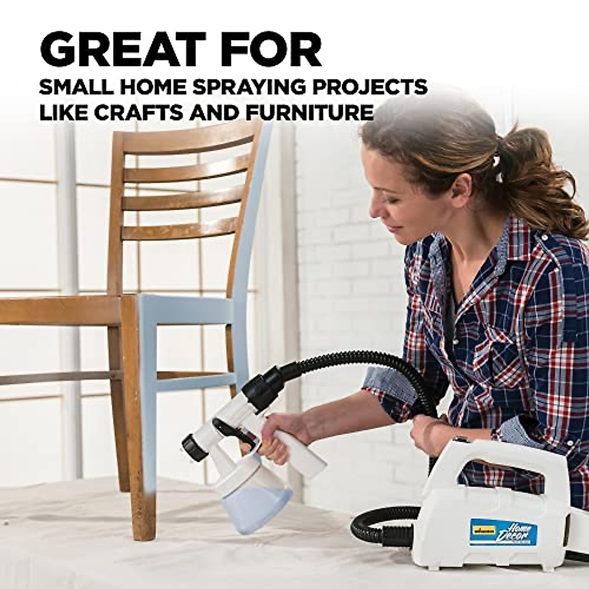 Wagner Spraytech 0529033 Home Décor HVLP Paint Sprayer, 6' Hose, Chalk Paint Spray Gun, Milk Painting Tool, Latex Paint Spray for Home, Spray Painting Gun, Finish Sprayer, White, Studio Home Décor