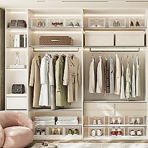 Pinkpum 15 Pack X-Large Shoe Storage Boxes Fit Size 12, Shoe Organizer for Closet Clear Plastic Stackable Shoe Dispaly Case Holder Bins, Sneaker Storage for Sneakerheads White