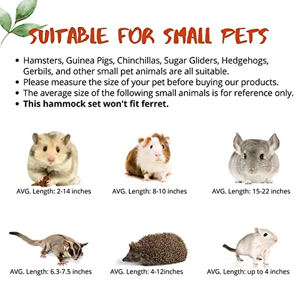 5 Pcs Sugar Glider Supplies Cage Accessories Hammock Set Hanging Cage Bed Hideout for Small Animal Pets Hamster Rat Guinea Pig Squirrel Gerbils