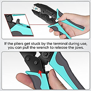 TICONN Crimping Tool for Heat Shrink Connectors - Ratcheting Wire Crimper - Crimping Pliers - Ratchet Terminal Crimper - Wire Crimp Tool (Combo Kit)