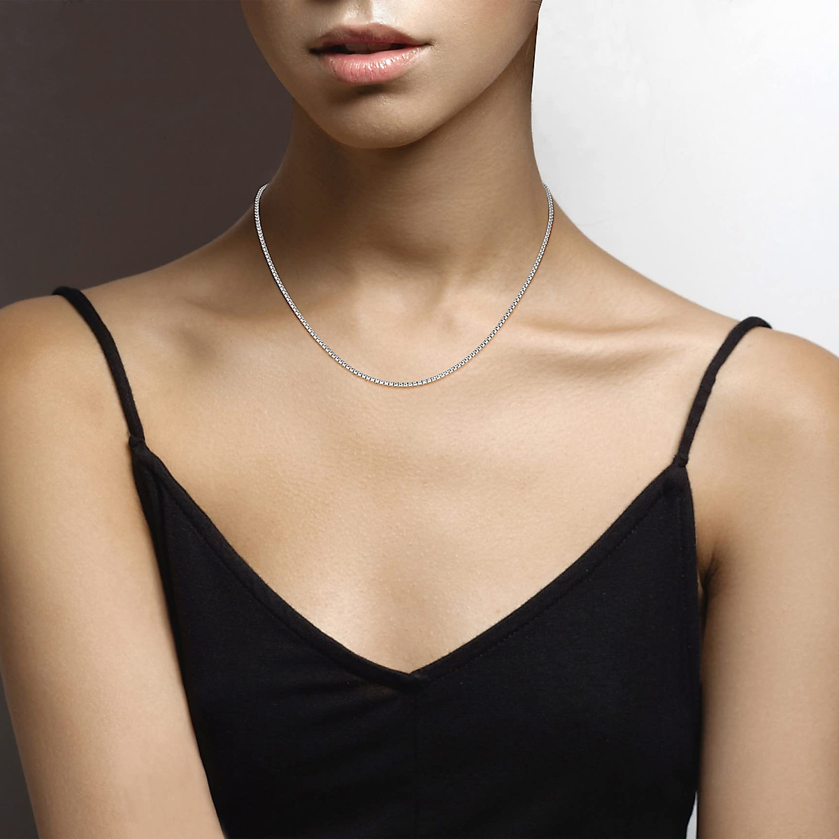 Miabella Italian 925 Sterling Silver Solid 2mm Round Box Chain Necklace for Women Men, Made in Italy (sterling silver, Length 18 Inches (women's average length))