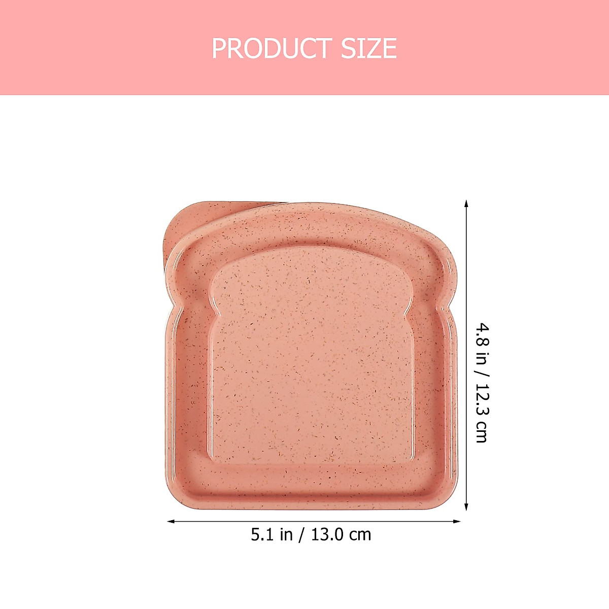 Kichvoe Sandwich Containers, Bread Storage Box Toast Shape Sandwich Box Food Storage Container Lunch Box, 5.1 * 4.8 * 1.5''，4Packs