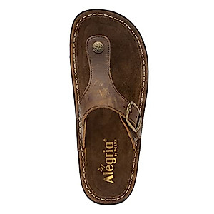 Alegria Women's Vella Oiled Brown Thong Sandal 7-7.5 M US