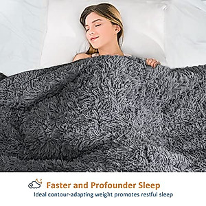 Heavy Weighted Blanket 20lbs Queen Size 60x80 Inches, 20 Pounds Faux Fur Sherpa Shag Weighted Blankets, Soft Cozy Fluffy Shaggy Warm Luxurious Hug Blanket Throw for Fast Deep Sleep, Grey