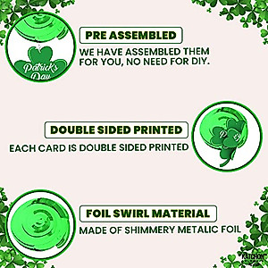 St Patricks Day Hanging Swirls Decorations - 30 Pieces, No DIY | Saint Patricks Day Hanging Decor | St Patricks Day Decorations Classroom, Shamrock Decorations, St Patricks Bulletin Board Decorations