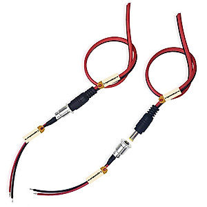 Lsgoodcare 20Pcs 5.5 x 2.1 MM DC Power Jack Socket Dc099 30V Threaded Female Mount Connector Adapter with Cable & 5.5mm x 2.1mm 12V Pure Copper Male DC Power Pigtail Cable